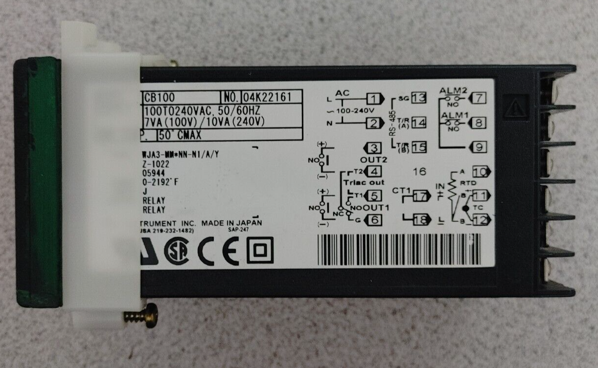 RKC INSTRUMENT CB100 TEMPERATURE CONTROLLER 2192°F 100-240VAC QUANTITY ...