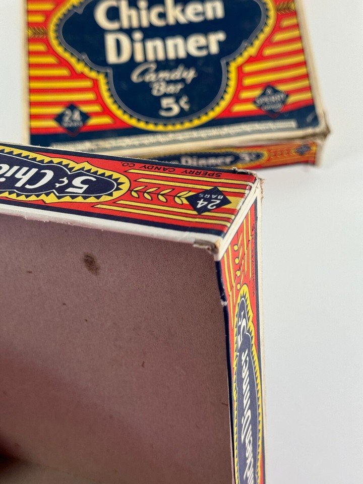 RARE 1920's Original Chicken Dinner Candy Bar 5 cent BOX nice see pics ...