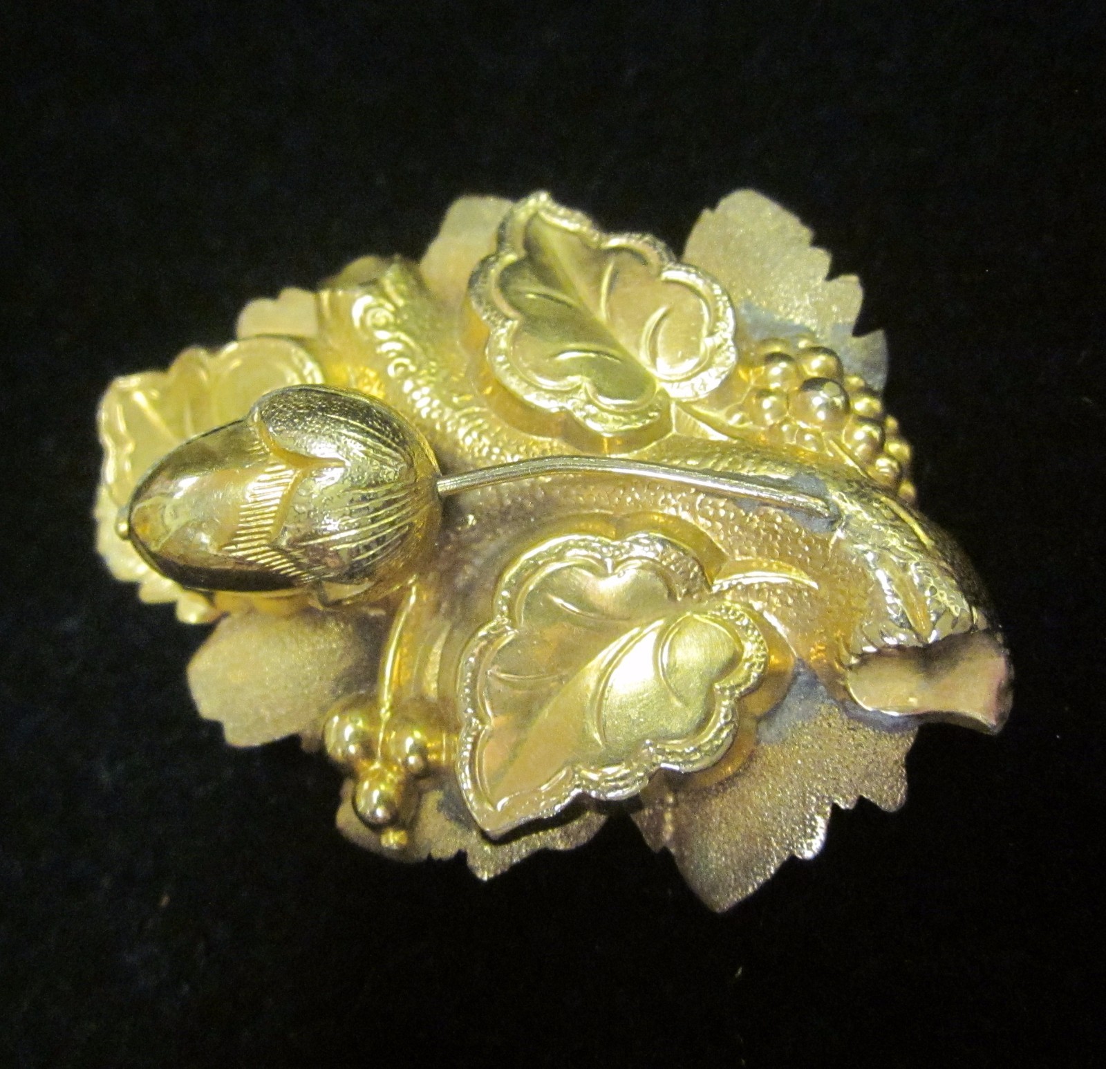 Antique Victorian Acorn Oak Leaf Brooch Pin Yellow Go… - Gem