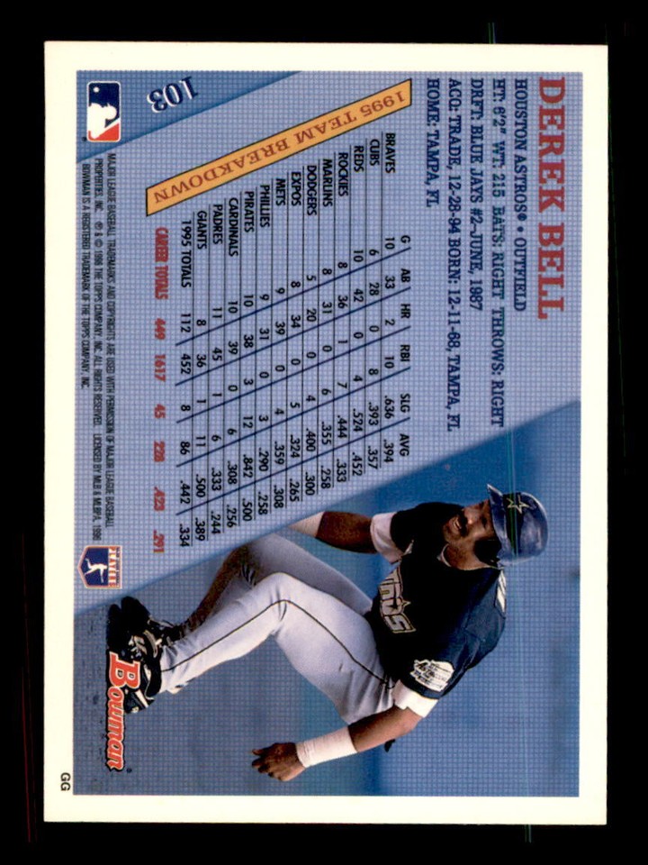 1996 Baseball Bowman Derek Bell Houston Astros #103 2 | eBay