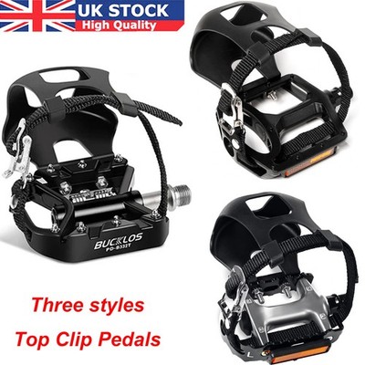 Mountain road Bike Toe Cage Pedals With Toe Clip Strap Aluminium 9/16 ...