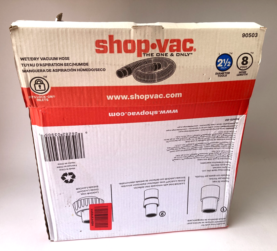 Shop Vac Lock On Hose Kit With Adapters New 8 Foot 2 - 1/2 Inch | eBay