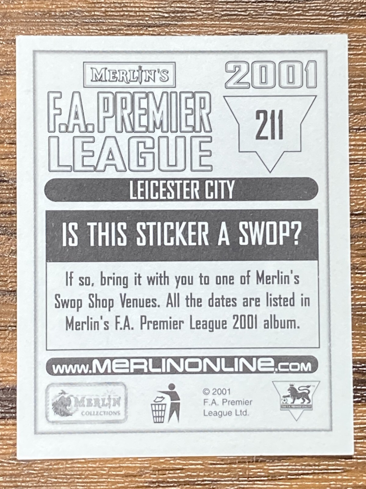 FA Premier League Merlin 2001 Sticker No.211 Leicester City Kit | eBay