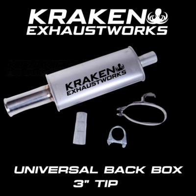 UNIVERSAL SPORTS BACK BOX, SILENCER, MUFFLER WITH FITTINGS - 76MM 3 ...