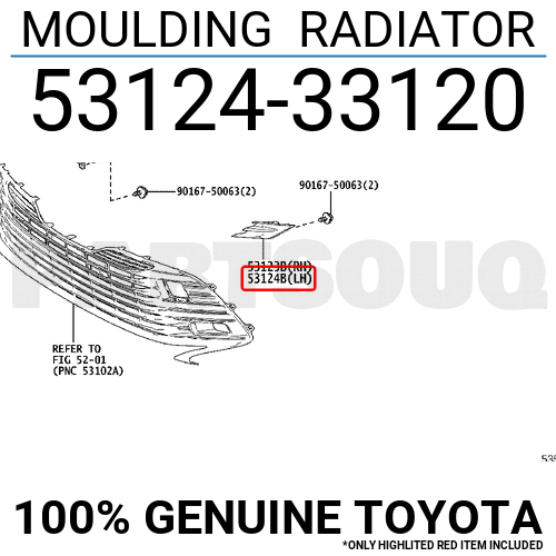5312433120 Genuine Toyota MOULDING RADIATOR 53124-33120 | eBay