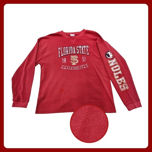 Florida State Seminoles Thermal Shirt XL Red Waffle Knit NCAA FSU Long ...