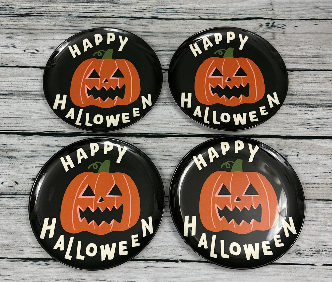 Hyde and Eek Happy Halloween Vintage Style Pumpkin Melamine Dinner ...