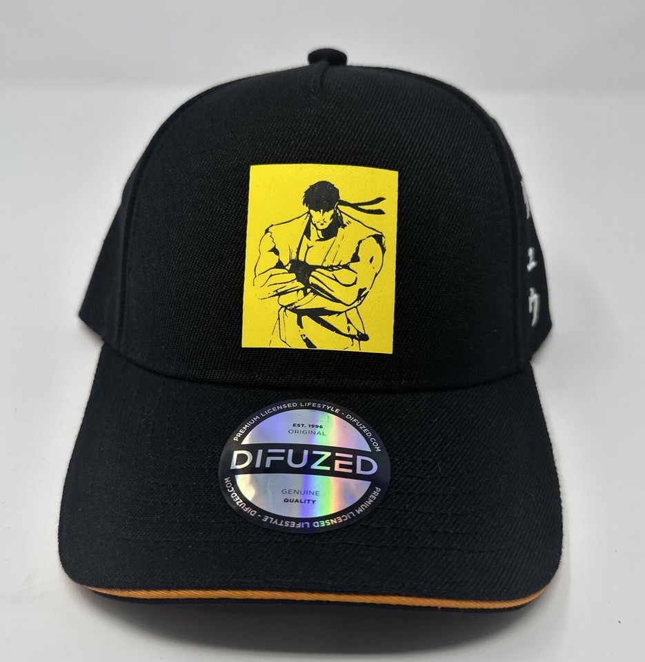 Street Fighter Ryu Hat SnapBack Black/Yellow - 90’s Video Game Retro ...