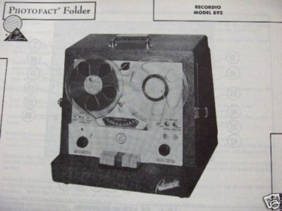 RECORDIO 892 TAPE RECORDER PHOTOFACT | eBay