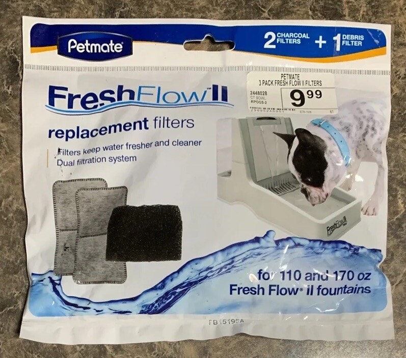 Petmate Fresh Flow II Replacement Filter 2 Charcoal Filters and 1 ...