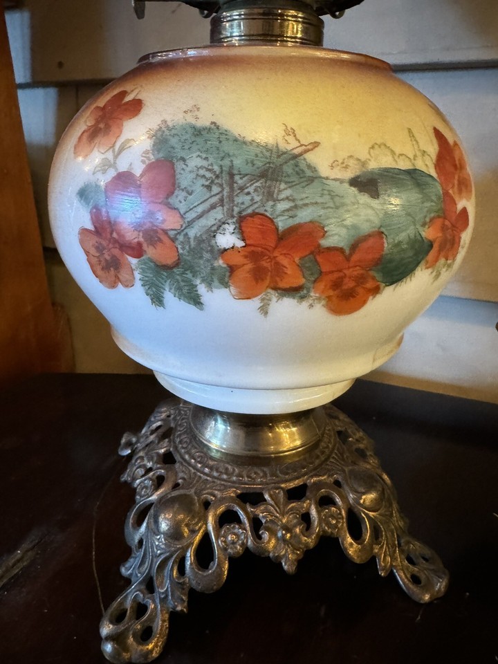 Antique Gone With The Wind Hurricane Parlor Lamp Hunting Oil | eBay