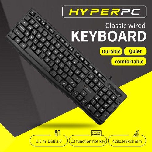 USB Wired Gaming Keyboard 104 Keys 12 Multimedia Hotkeys Ergonomic ...