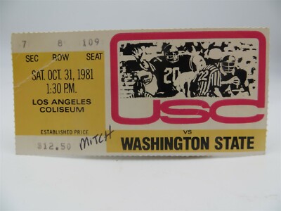 Original 1981 USC vs Washington State College Football Ticket @ USC 10 ...