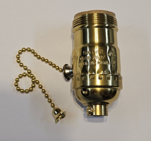 Solid Brass Pull Chain Industrial Style Lamp Socket With Uno Threads ...