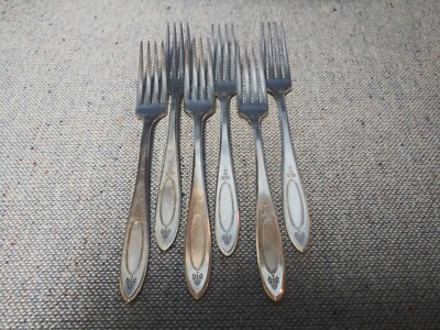 6 Community Plate Flatware Silverplate Dinner Forks Adam Pattern 1917 ...