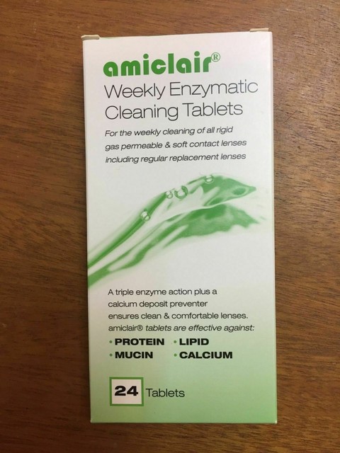 24 Amiclair Enzyme Protein Remover Tablets Hard and Soft Contact Lenses ...