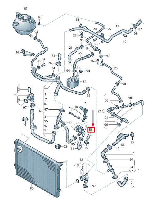 Volkswagen Tiguan 2010 Engine Water Coolant Pipe Hose 5N0121070F Diesel ...