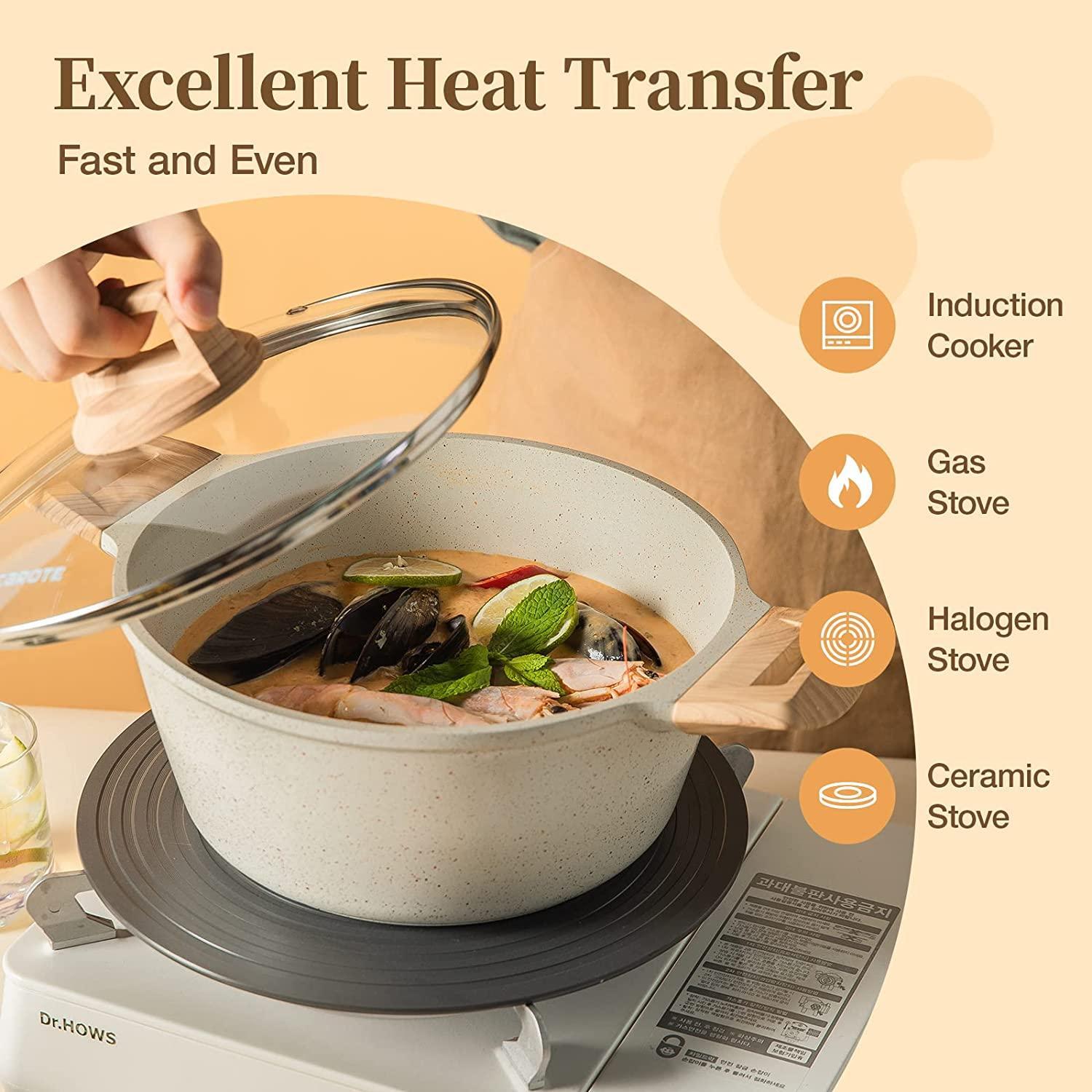 10-Piece White Granite Nonstick Cookware Set Pots And Pans Set With ...