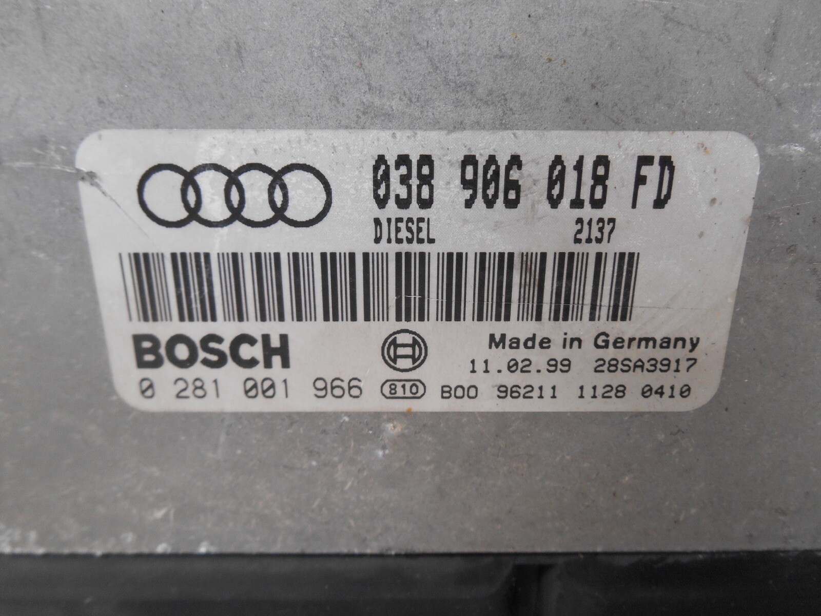 Kit Chiave ECU Audi A4 B5 SW 1.9 TDI 81kw 110cv AFN 1999 0281001966 038906018FD | eBay