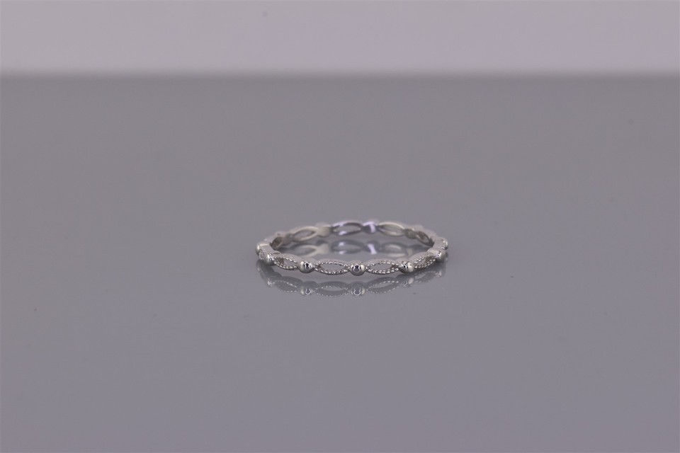 Sterling Silver 1.5mm Dainty Pebble Looped Button Station Band Ring 925 ...