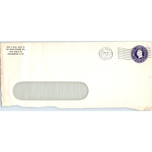 1950 The Shaw-Walker Co Philadelphia PA Postal Cover Envelope TH9-L1 | eBay