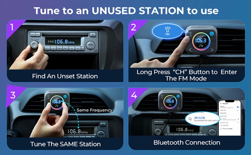 Bluetooth FM Transmitter Car Radio USB Fast Charger Adapter MP3 Player ...