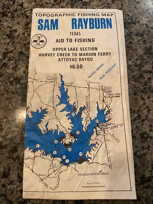 Structure Graphics Co. Sam Rayburn Topo Map - Upper Lake - Vintage ...