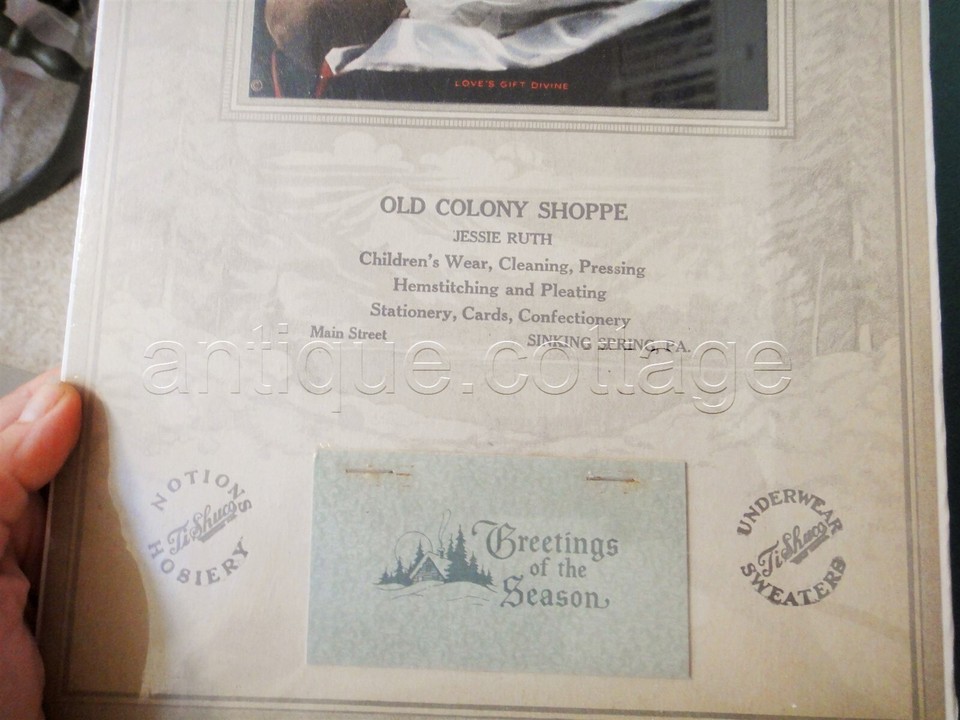 1927 antique OLD COLONY SHOPPE sinking spring pa ADVERTISING CALENDAR ...