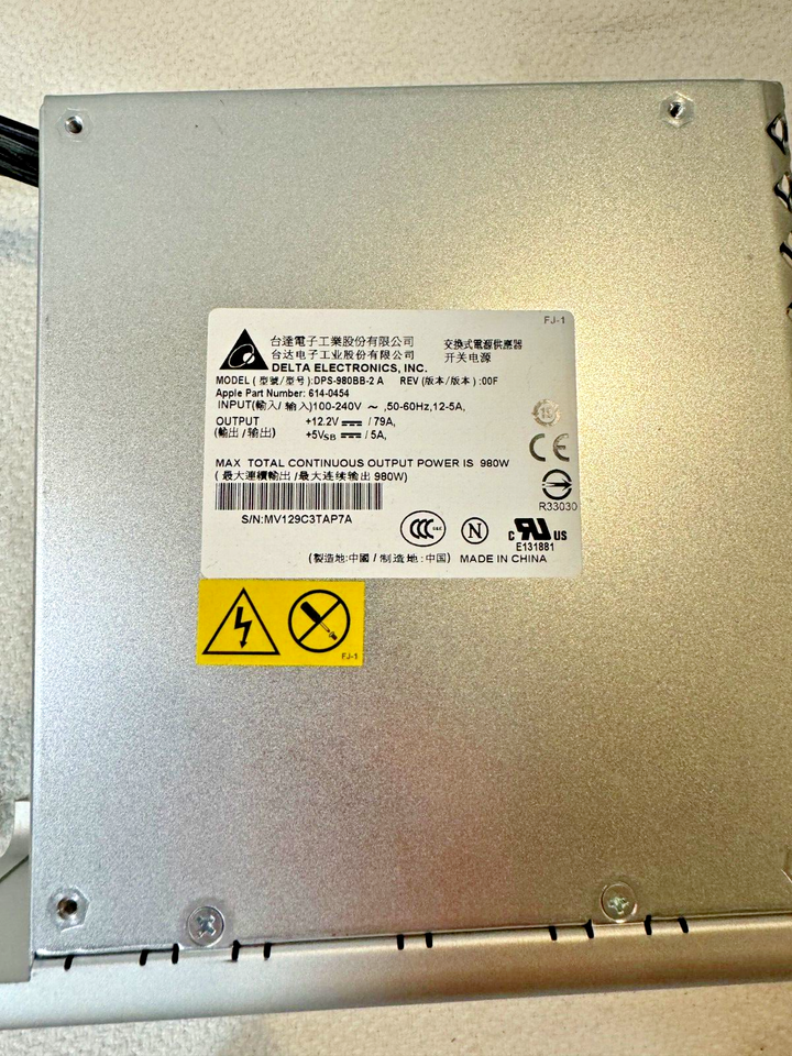APPLE Mac Pro Power Supply DPS-980BB 2010 2012 5,1 A1289 980W API6PC01 ...