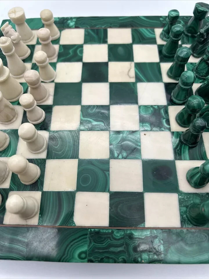 Amazing Malachite Stone Marble Chess | Vintage Chess Set Board Gifts ...