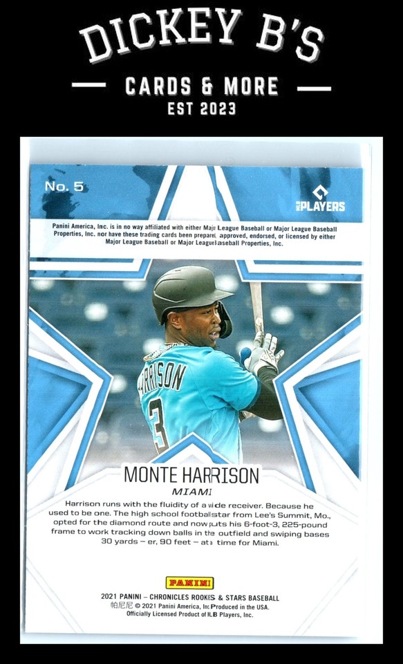 2021 Panini Chronicles Rookies & Stars #5 Monte Harrison Miami Marlins ...