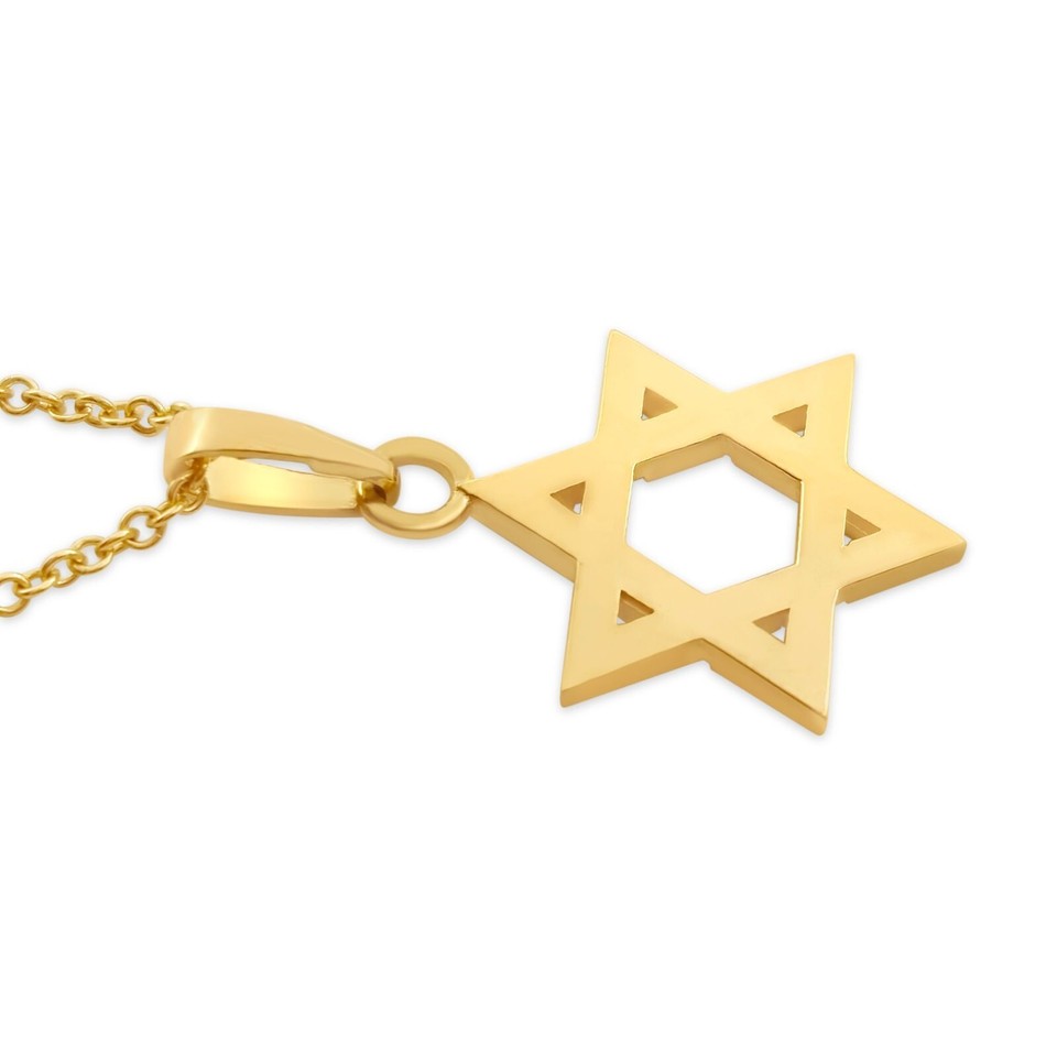 14K Yellow Gold Jewish Star of David Israeli Magen David Pendant ...