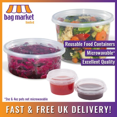 Clear Round Microwavable Food Containers & Lids | Plastic/Pot/Tub/Deli ...