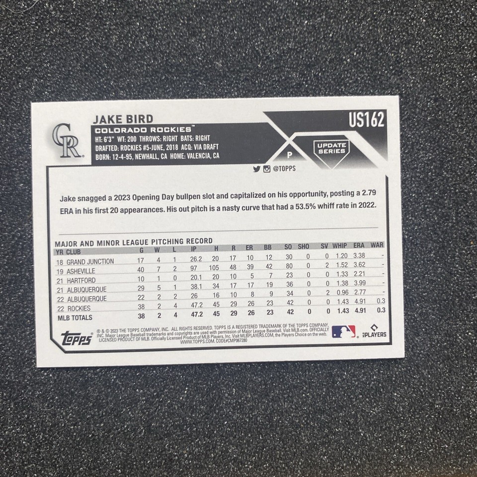 Jake Bird RC 2023 Topps Update Series #US162 Colorado Rockies | eBay