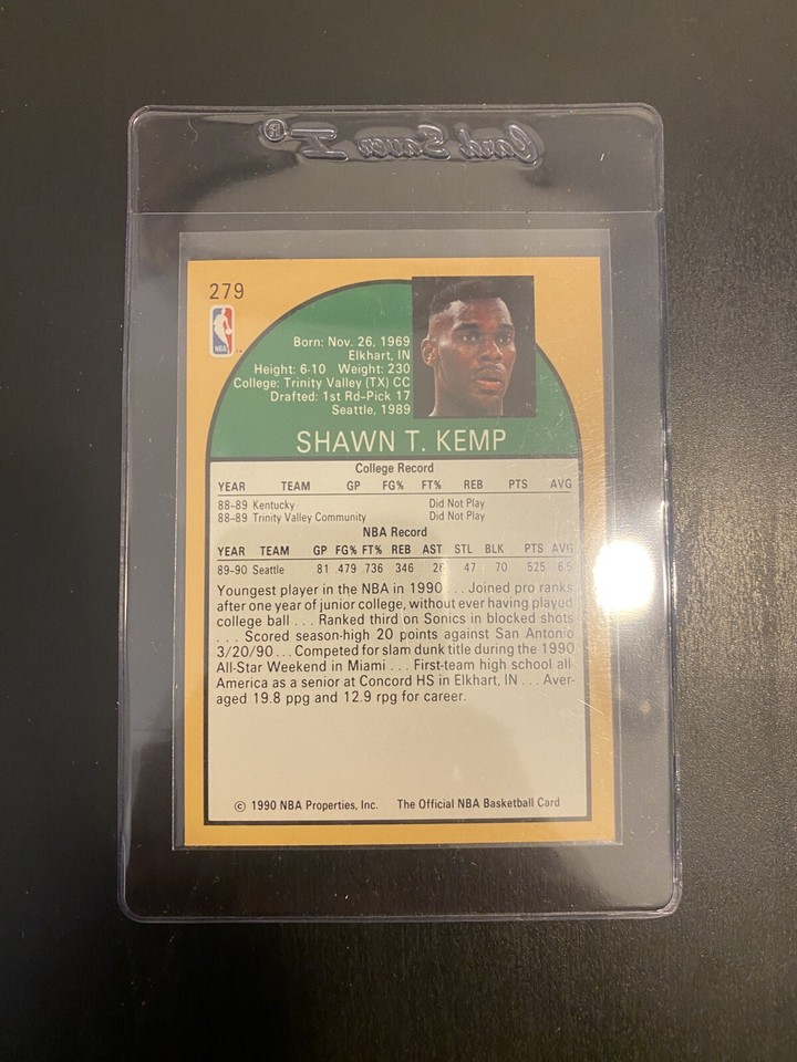 Shawn Kemp 1990-91 NBA Hoops Rookie Card 279 Seattle Supersonics ...