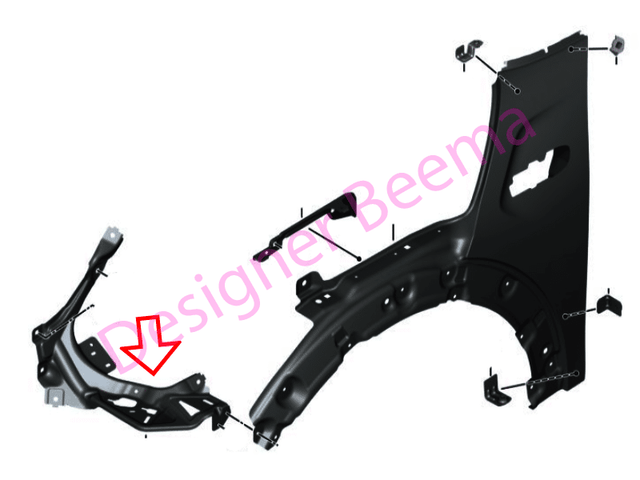 MINI F55 Front Left Headlight Mount Bracket 51647301599 Genuine for ...