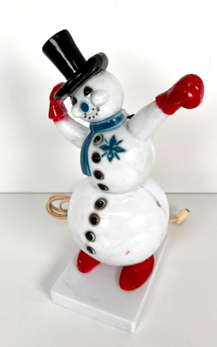 Vintage Rare Royalite Rosbro Hard Plastic Lighted Snowman Candy ...