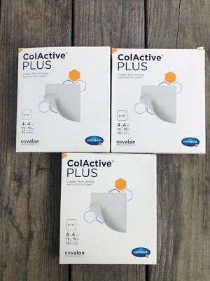 ColActive Plus Ag Collagen Dressing 4" x 4" Lot of 3 Boxes (30 Pieces ...
