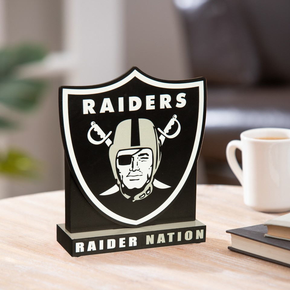 Raiders Las Vegas Oakland NFL Sheild Logo Wood Desk Sign 8" | eBay