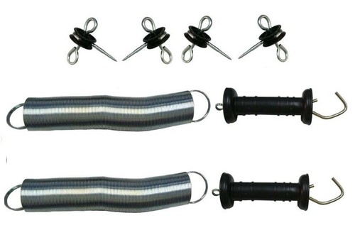 2 X ELECTRIC FENCE SPRING GATE KITS Coil Gate Insulator Handle 5m ...
