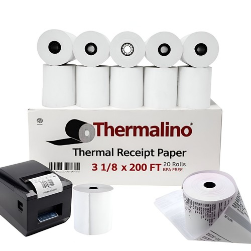 20 Rolls- Thermal Paper Receipt Rolls 3-1/8" x 230' White POS Cash ...