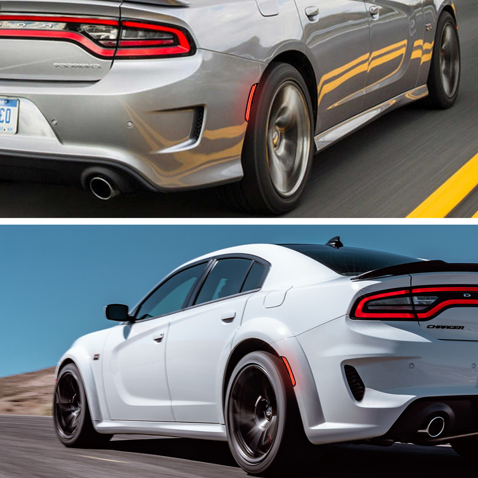 FOR 2015-22 DODGE REAR CHARGER 2PCS Red SMOKE LED LENS SIDE MARKER ...