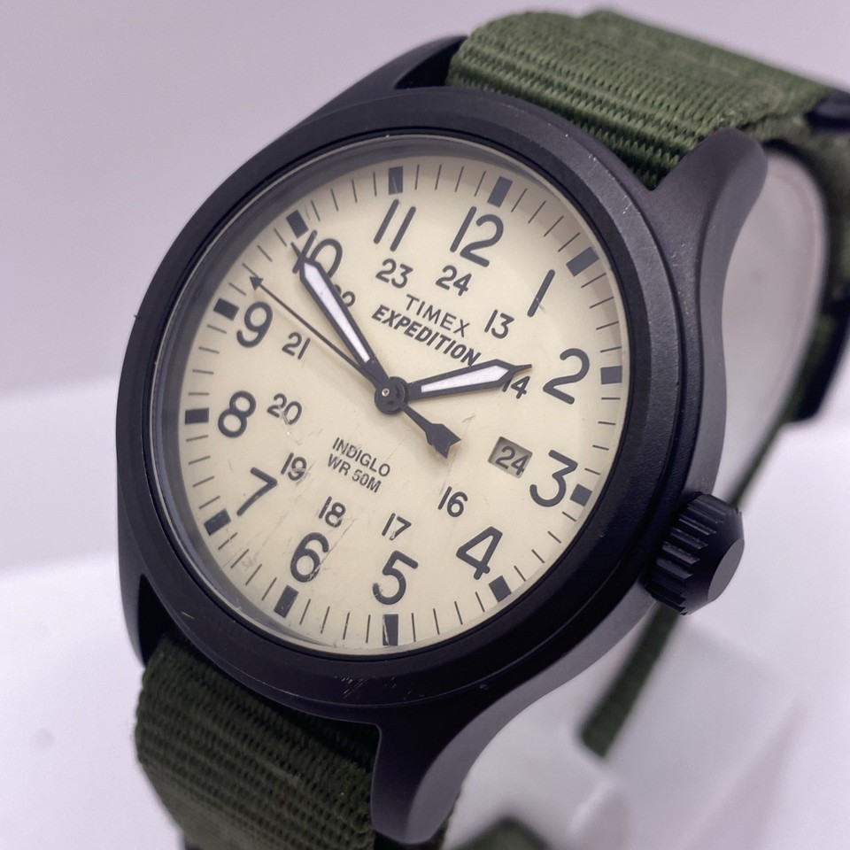 Timex Expedition Mens Army Green Nylon Strap Watch Works New Battery | eBay
