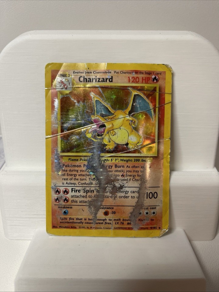 Charizard Holo #4/102 Base Set Damaged 1999-2000 4th Print Pokemon Game ...