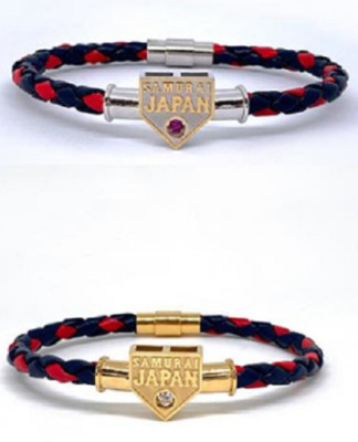 Ginza TENSHODO Samurai Japan Bracelet Gold/Silver Leather Zirconia ...