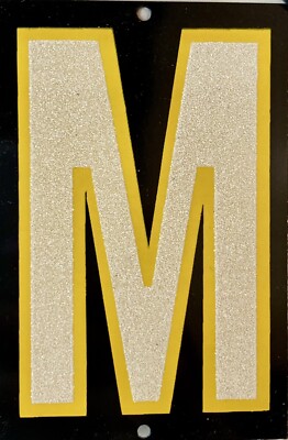 Reflective House Letters “M”-Vintage NOS,New Metal Alphabet w/Yellow ...