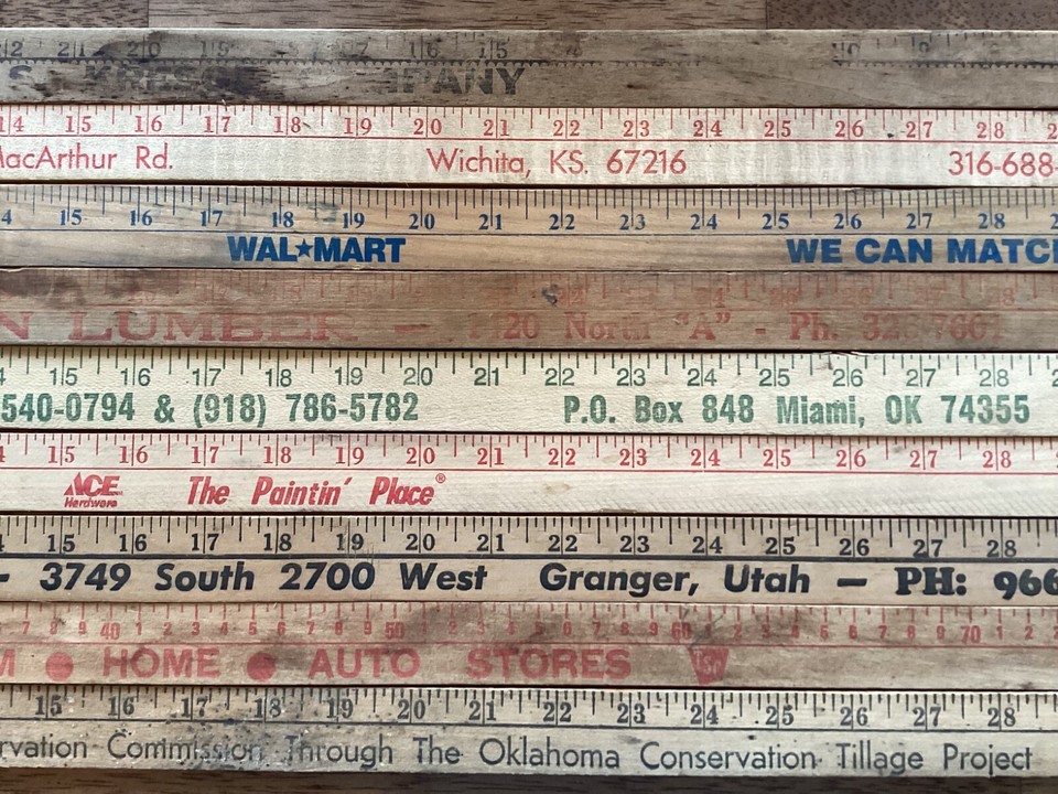 Lot of 9 Vintage Advertising Wooden Yardsticks | eBay