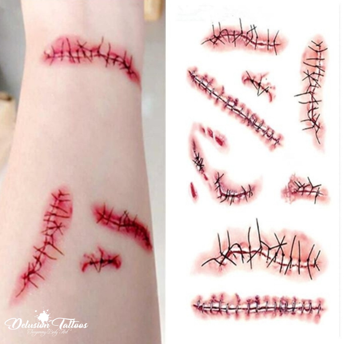 Blood Slide Tattoos 9 Sheets Halloween Temporary Tattoos, Halloween