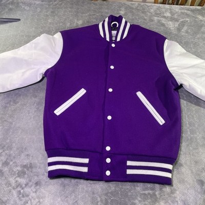 Varsity base Purple Wool Body & White Leather Sleeves Letterman Jacket ...