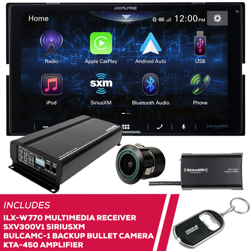 Alpine ILX-W770 6.75" w/ SiriusXM Tuner, Backup Cam & KTA-450 Amplifier ...